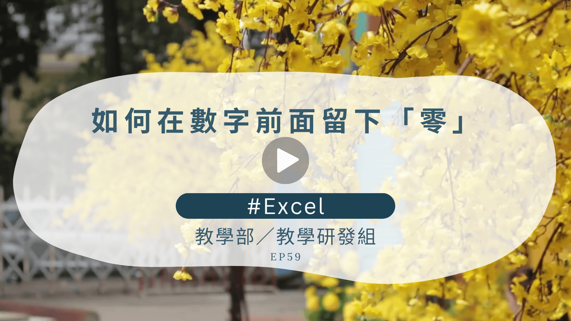 EP59. Excel │ 如何在數字前面留下「零」 - 大林慈濟醫院